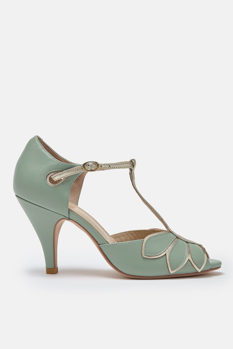 Mimosa Mint Leather T-bar Shoes – Rachel Simpson