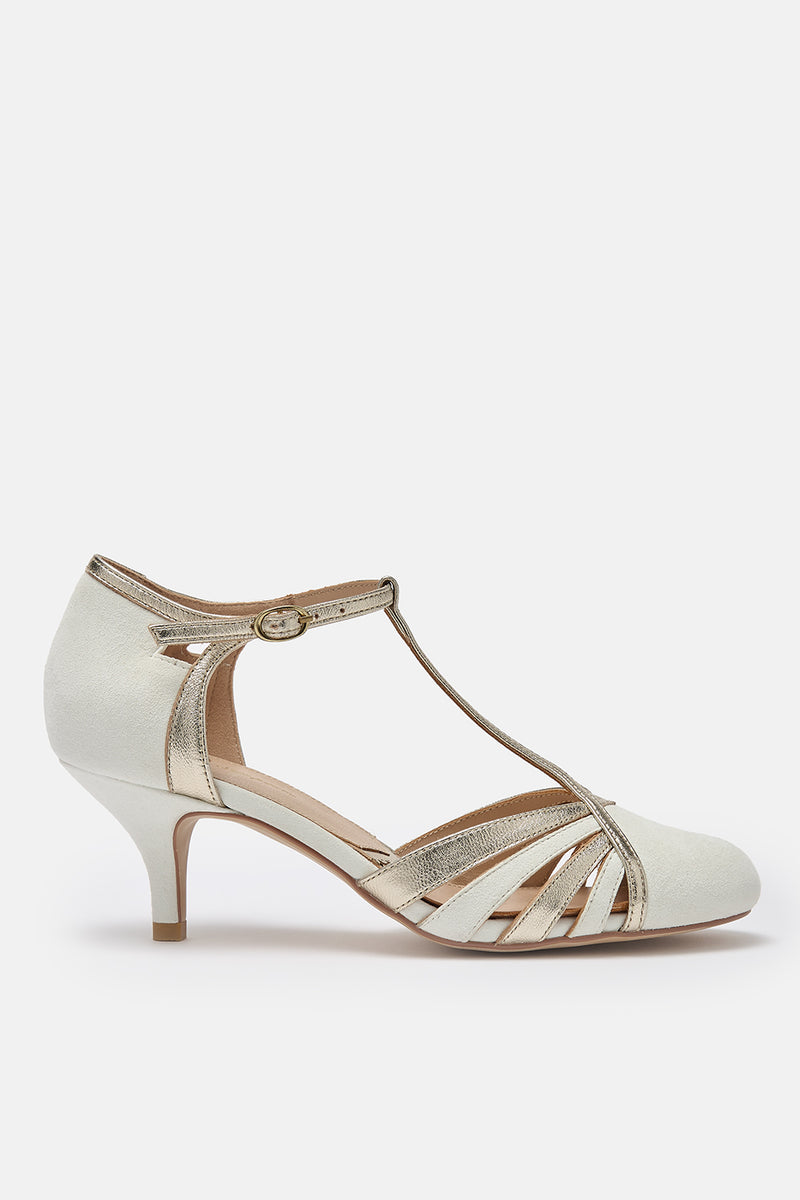 Rosie Ivory Suede Twenties Style T-bar Shoes – Rachel Simpson
