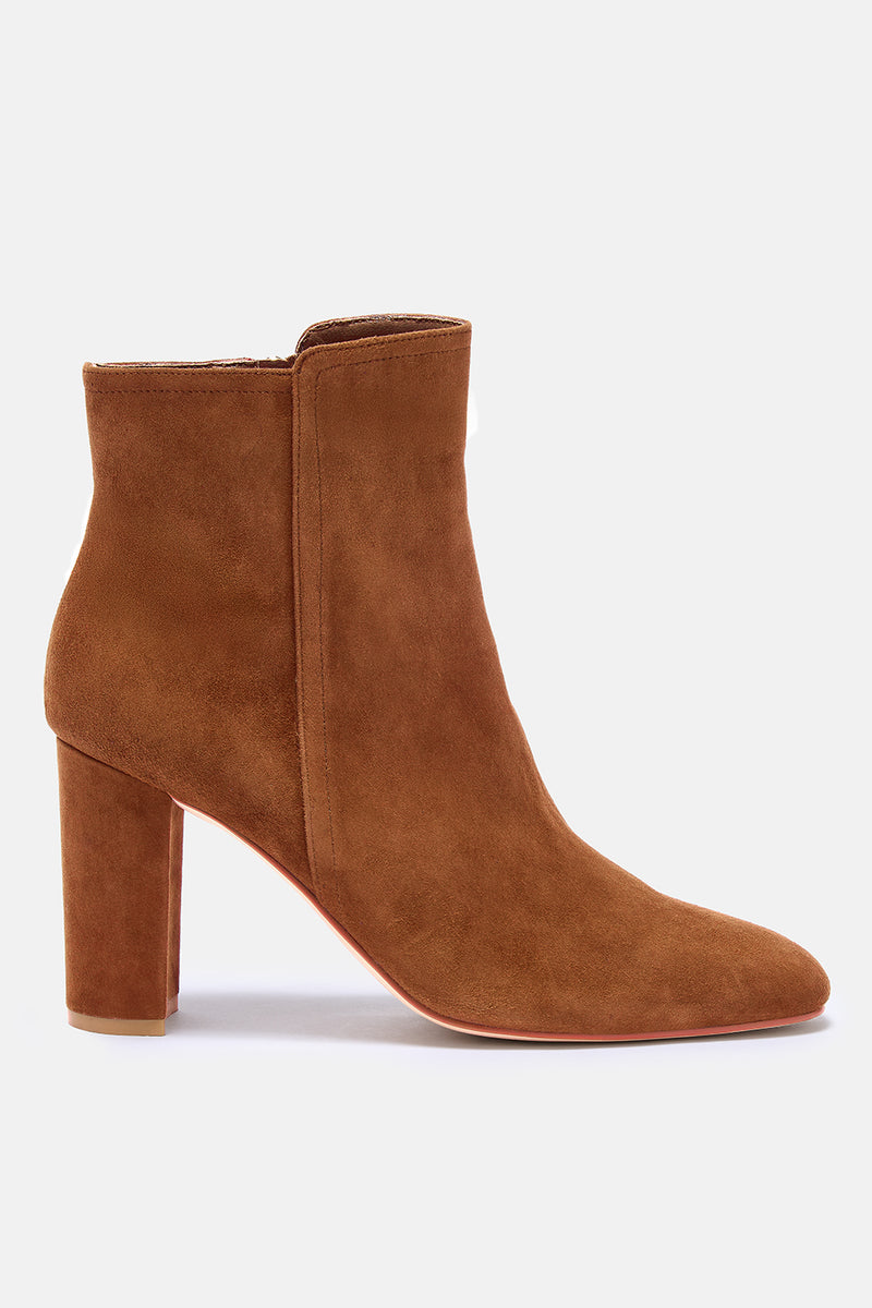 Ava Chestnut Suede Block Heel Ankle Boots – Rachel Simpson